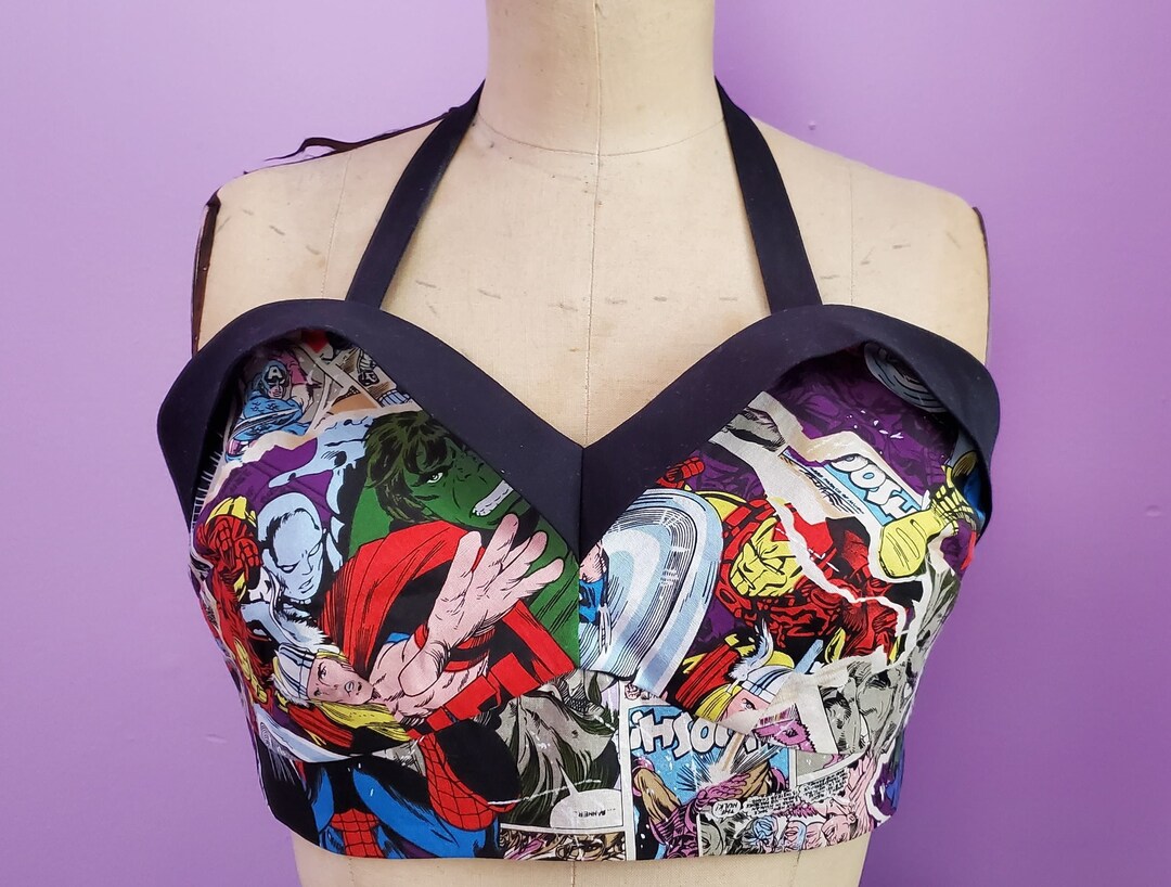 Superhero Pinup Bra Top, Superhero Pinup Halter Top, Retro 1950s Bra ...