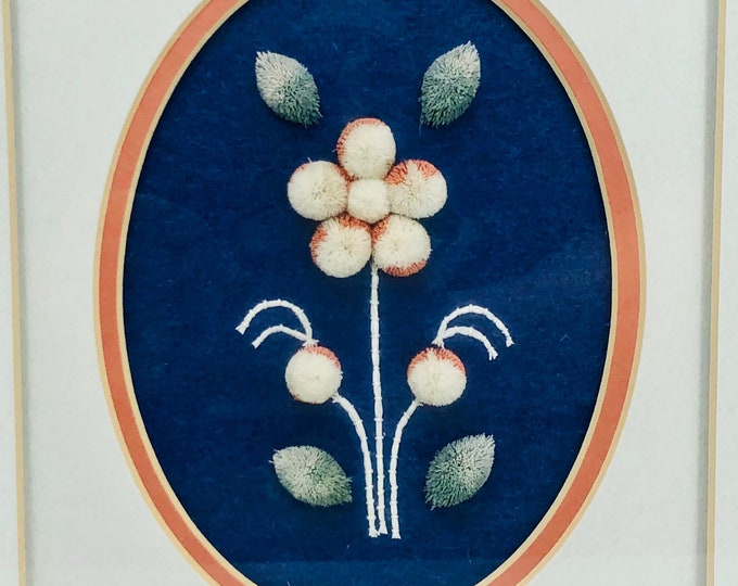 Vintage Moose Hair Tufting Flower Framed Floral First Nations Canadian ...