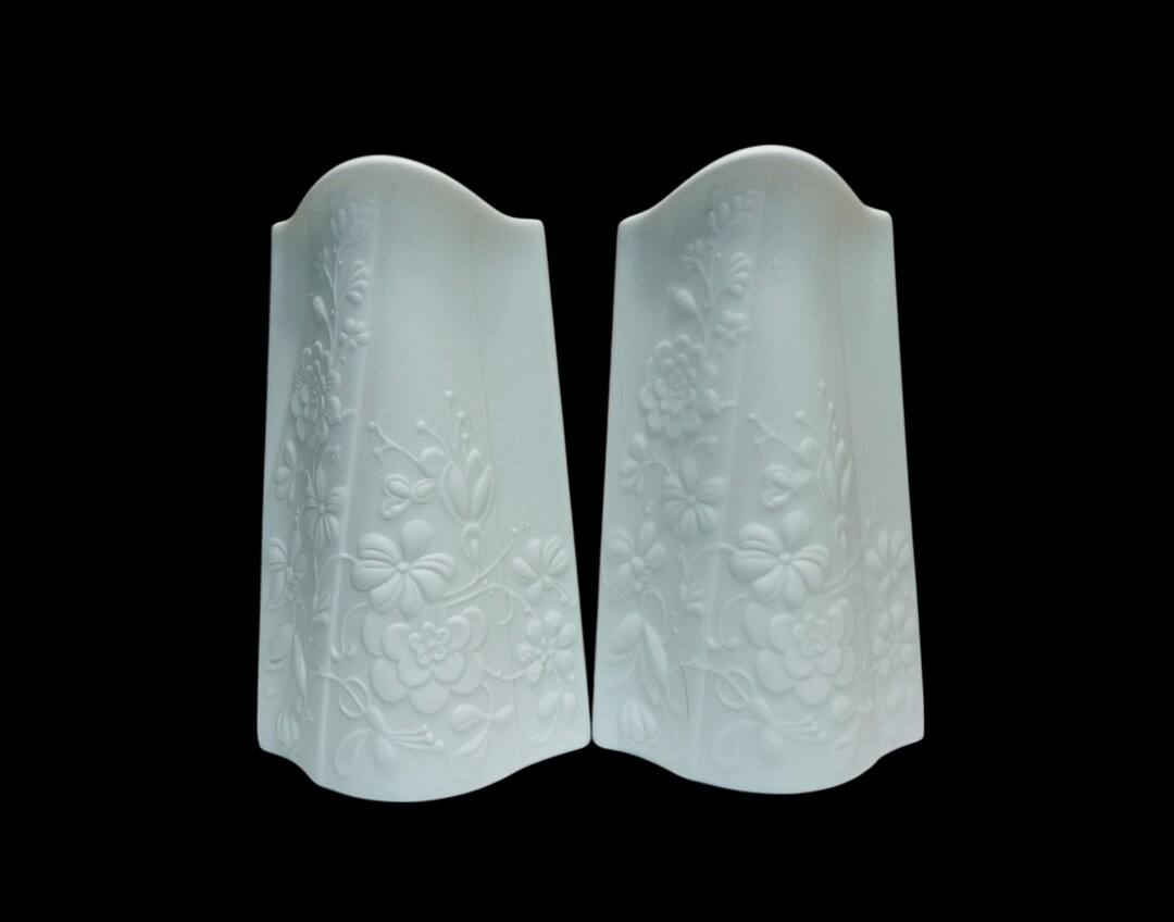 Vintage Kaiser Bud Vases Germany Bisque Porcelain Floral 0273 Signed M ...