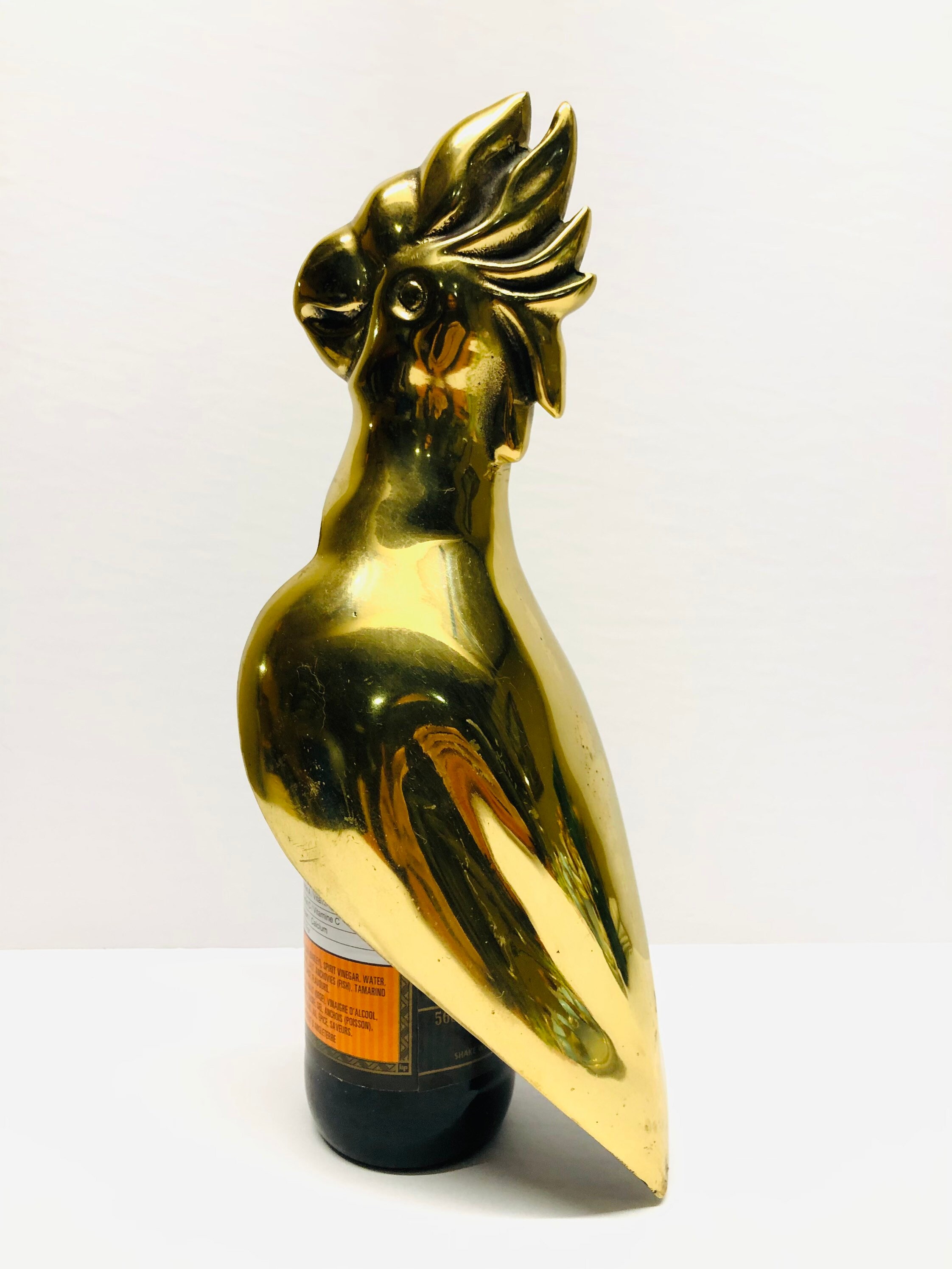 RARE Vintage Brass Parrot Wine Bottle Cover Liquor Bottle | Etsy