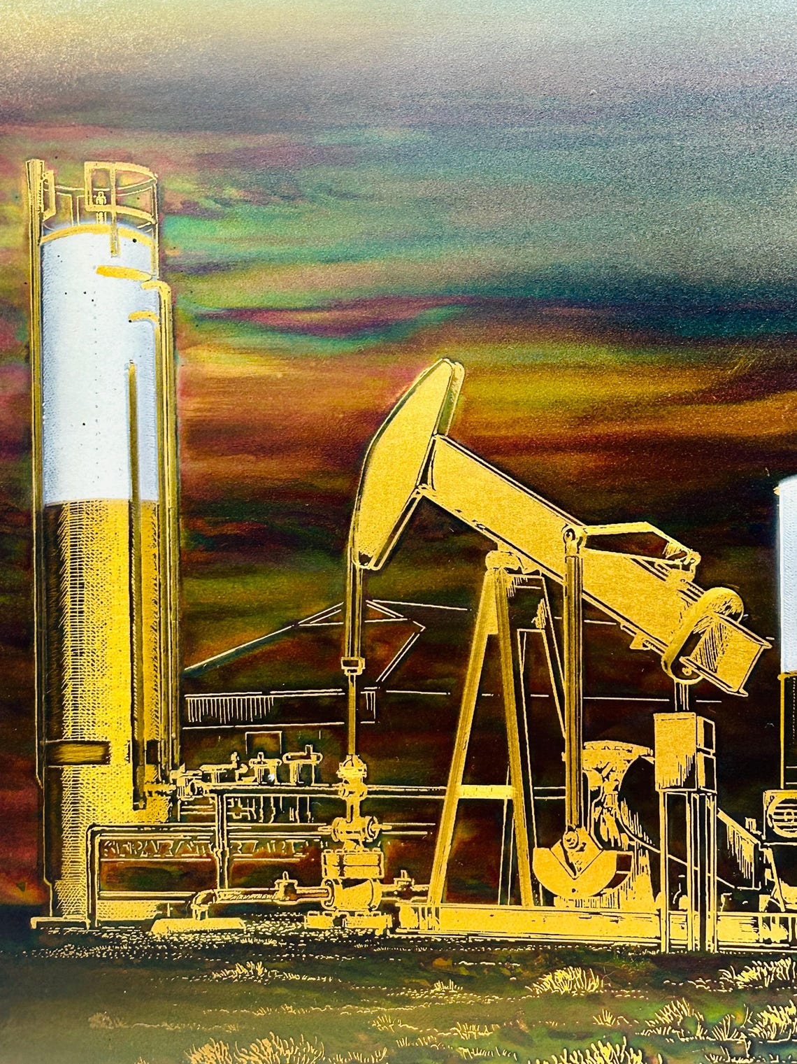 Vintage Acid Etching Oil Pump City of Estevan Wall Hanging Saskatchewan ...