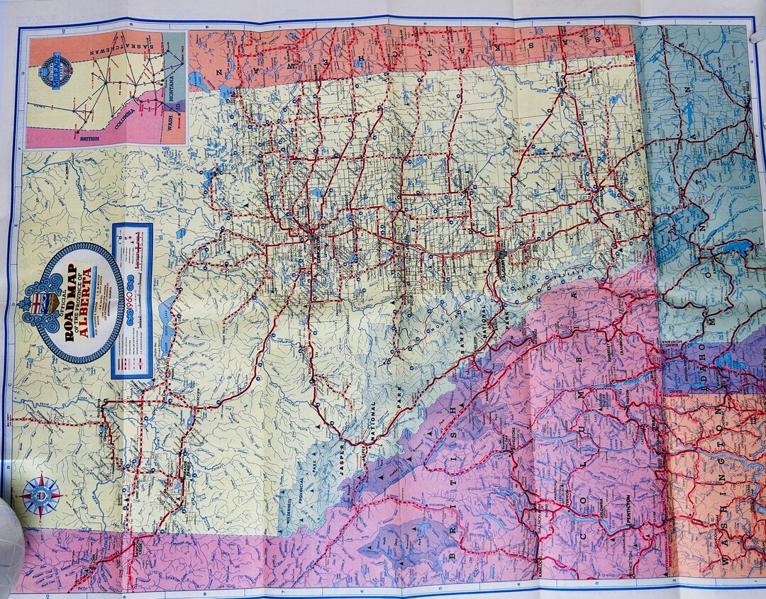 Vintage 1960 Alberta Canada Road Map Foldout Road Map Vacation - Etsy