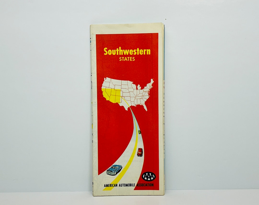 Vintage 1954 Southwestern Map AAA American Automobile Association ...