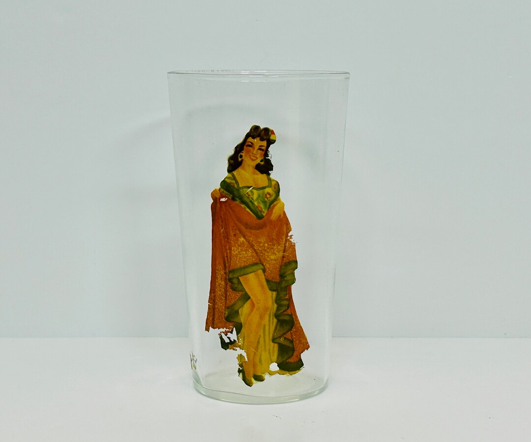 Vintage Peek-a-boo 1940s Glass Tumbler Pin-up Girlie Risque Drinking ...