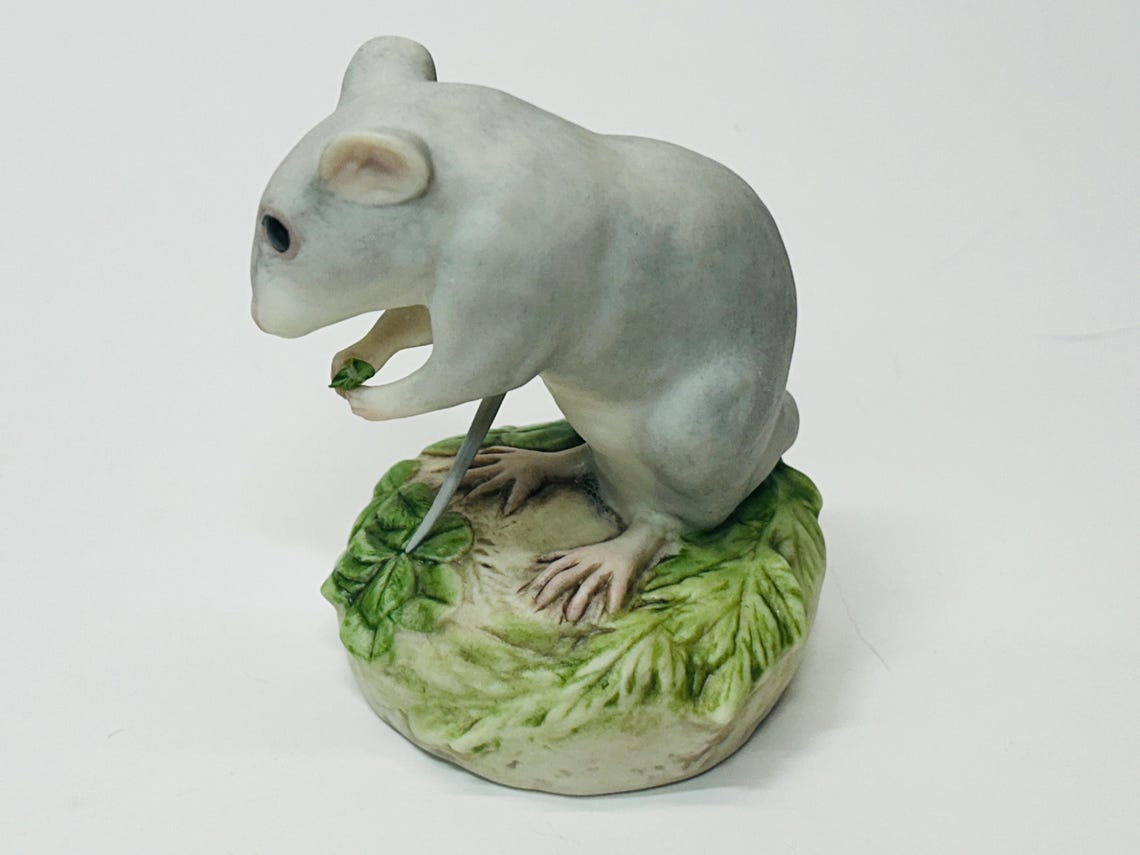 Vintage Cybis Deer Mouse in Clover Musha Porcelain Mouse Figurine 1970 ...