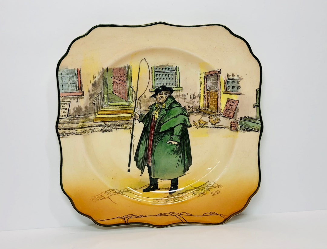 Vintage Royal Doulton Tony Weller Square Plate Dickens Ware Signed Noke ...