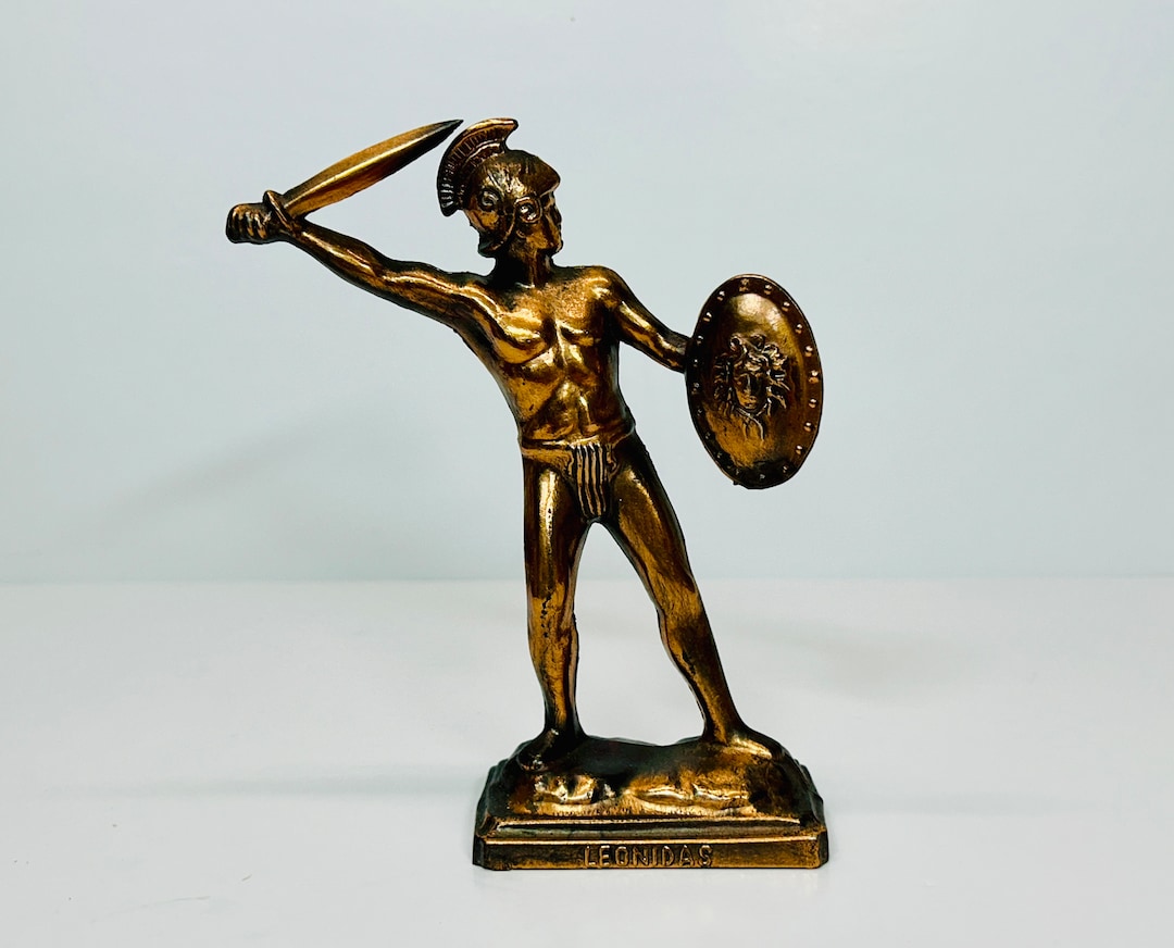 Vintage Greek Leonidas Statue in Copper Finish Medusa Gorgon Cast Metal ...