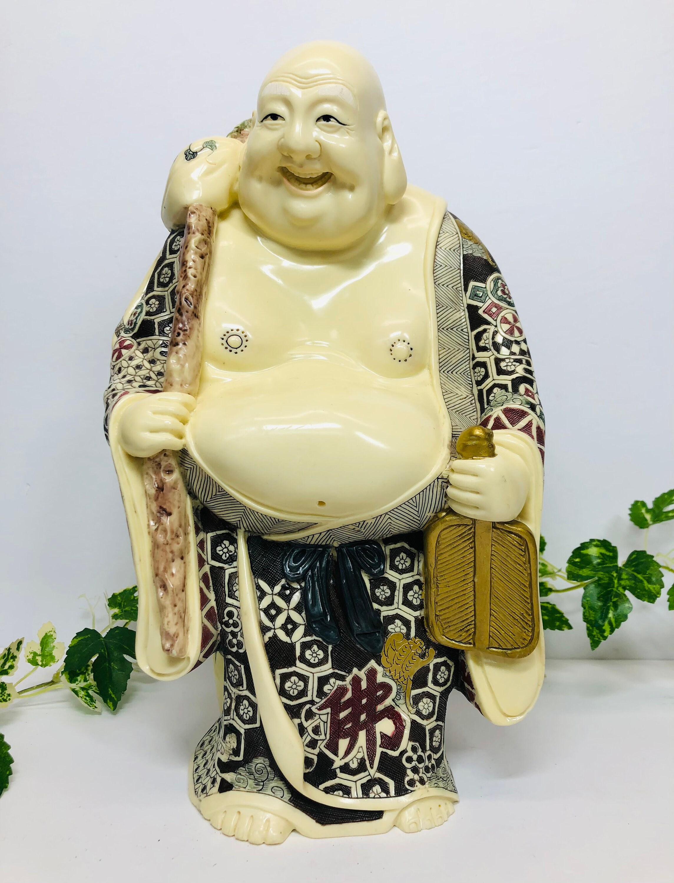 Vintage Large Hotei Japanese Buddha Statue Figurine Carved | Etsy