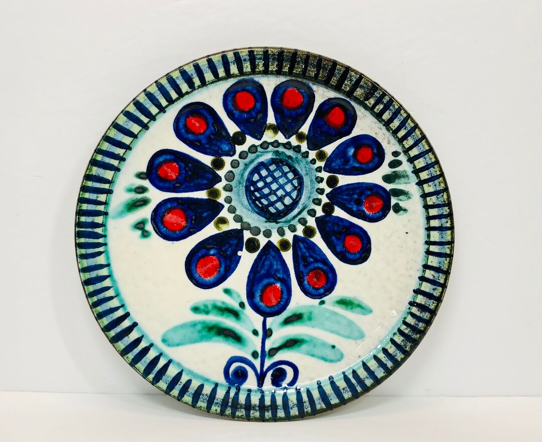 Mid Century Flower Pottery Plate Wall Hanging Gebrüder Haas 1953-2005 ...