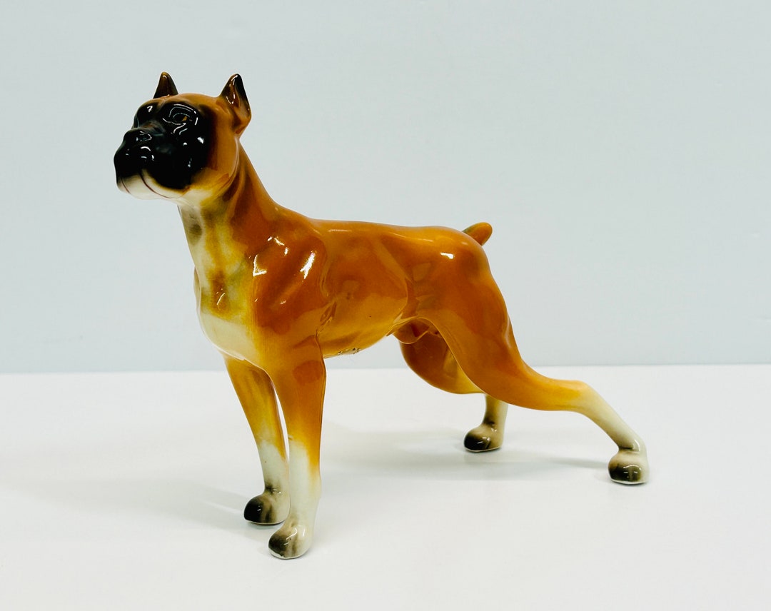 Vintage Porcelain Boxer Dog Figurine Collectible - Etsy