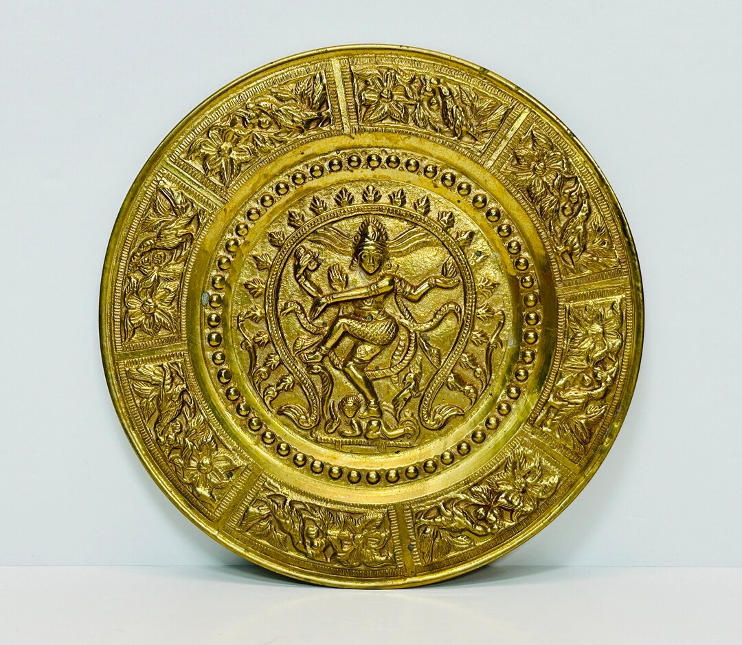 Brass Shiva Plate 7 1/2" Patron God of Yoga Decor Meditation and Arts ...