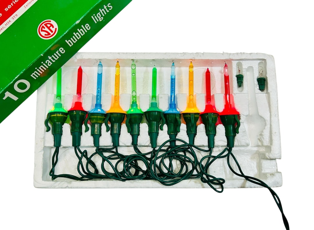 Vintage 10 Miniature Bubble Lights Zellers Kitschy Christmas Holiday ...