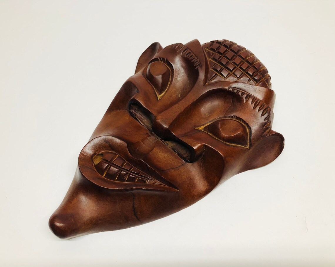 Vintage Carved Wood Satan Devil Wall Hanging Demon Tribal - Etsy