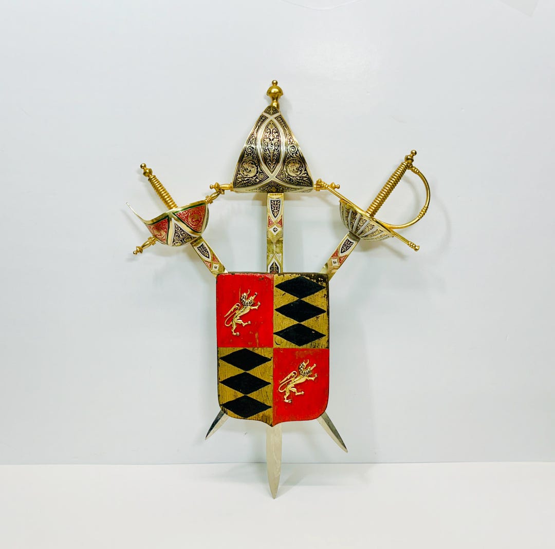 Vintage Spanish Three Swords Coat of Arms Spain Crest Wall Hanging ...