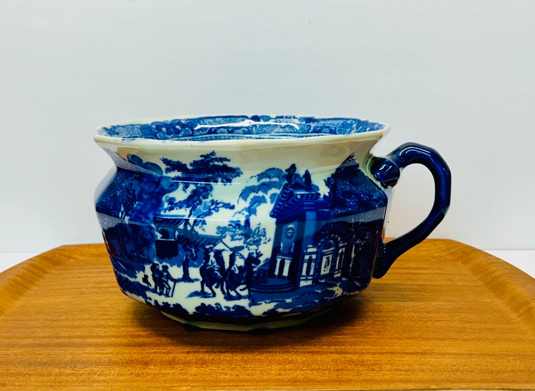 Blue and White Chamber Pot Planter by Victoria Ware Ironstone Snake ...