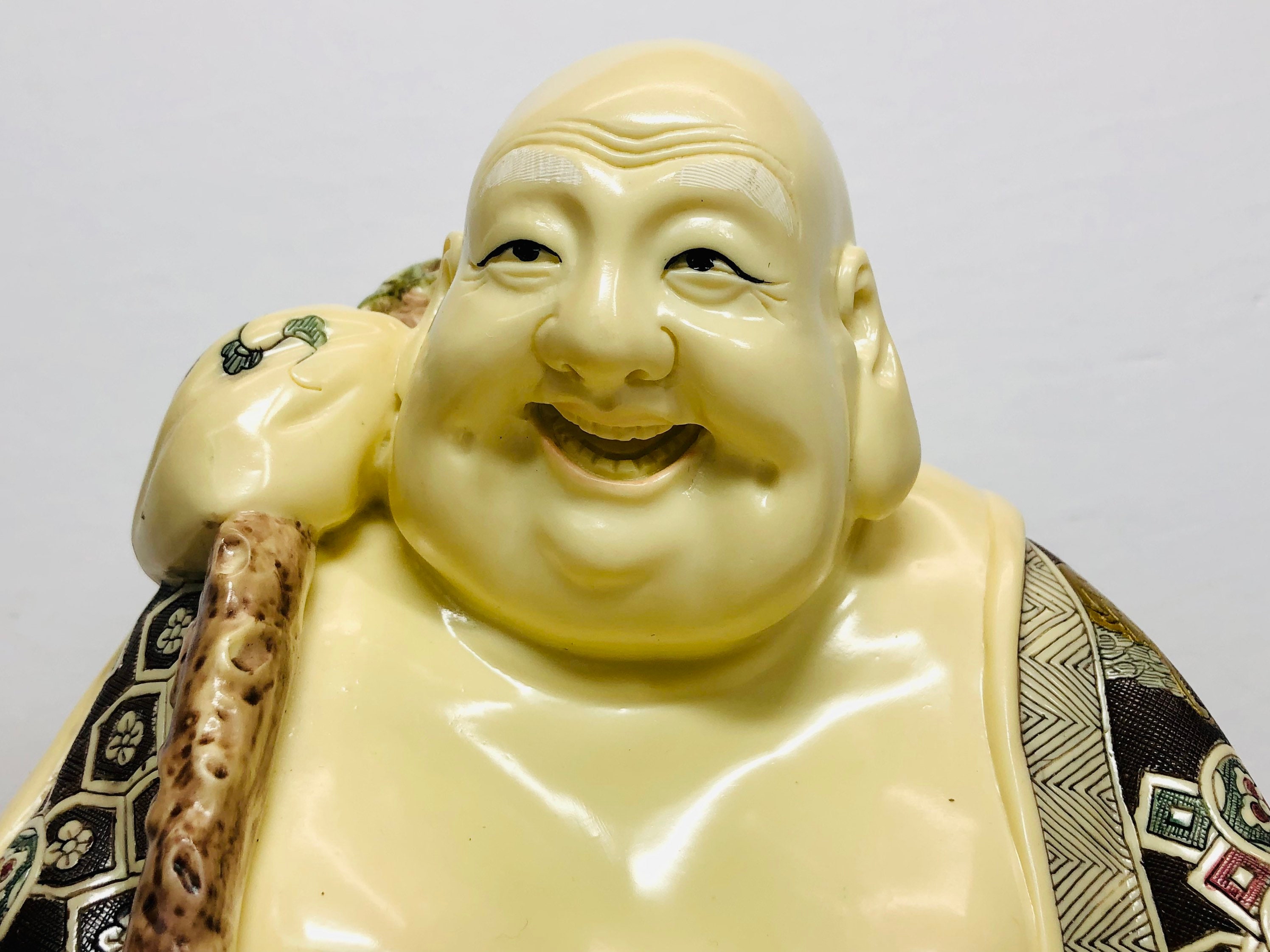 Vintage Large Hotei Japanese Buddha Statue Figurine Carved | Etsy