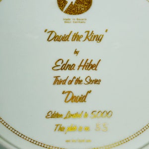 Vintage Edna Hibel Studio David the King Wall Plate Limited Edition ...