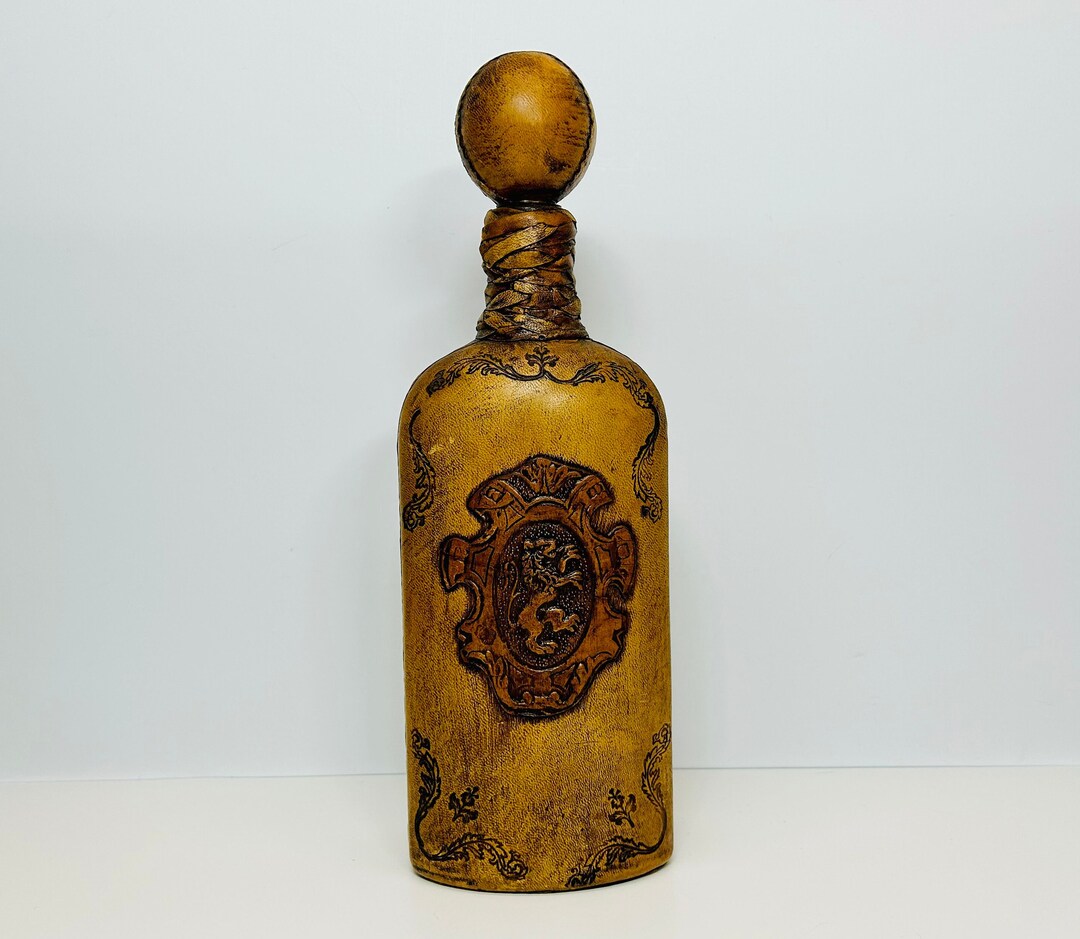 Mid Century Italian Leather-wrapped Decanter Liquor Bottle - Etsy