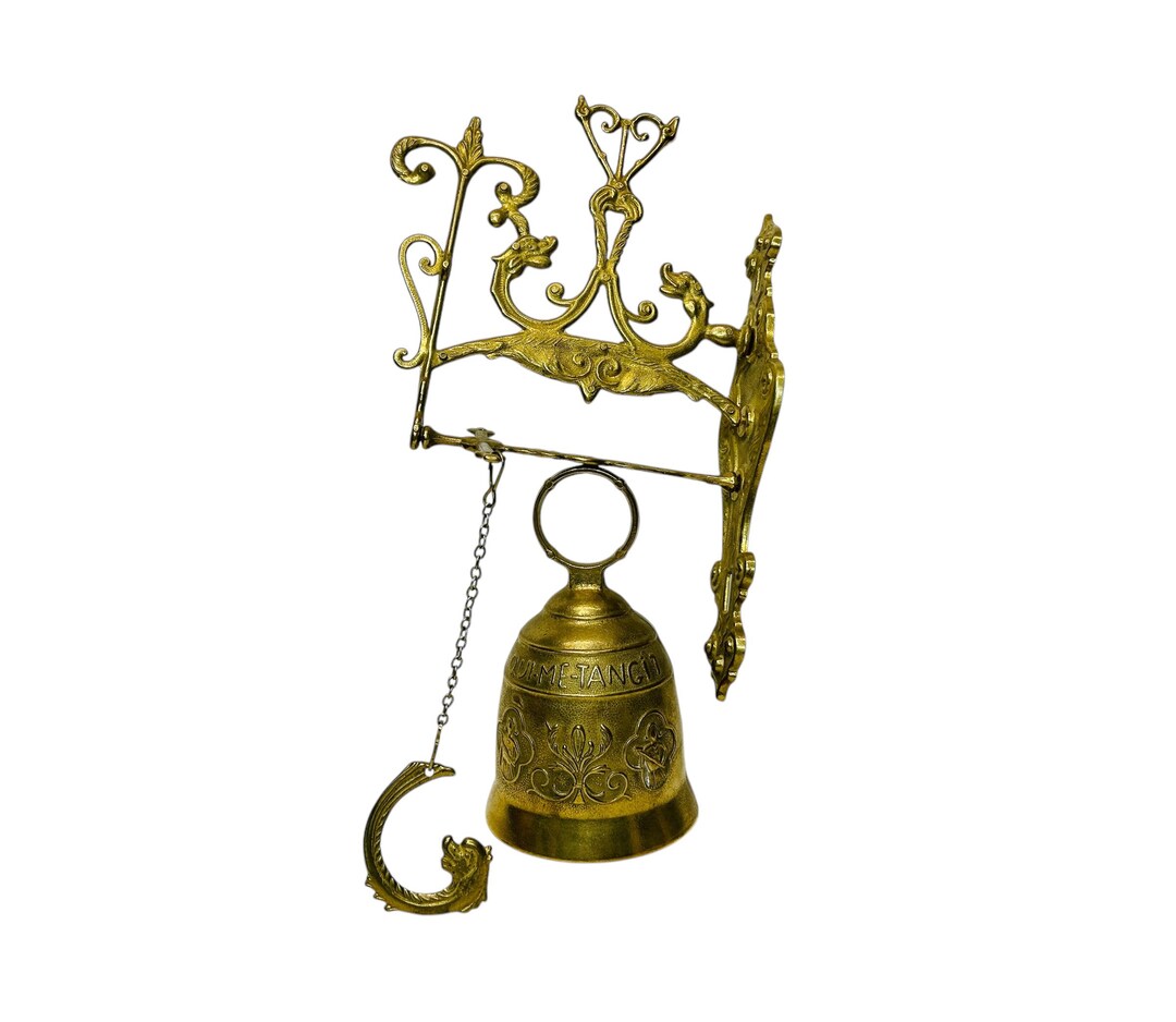 Vintage Large Solid Brass Wall Mounted Hanging Brass Door Bell With ...