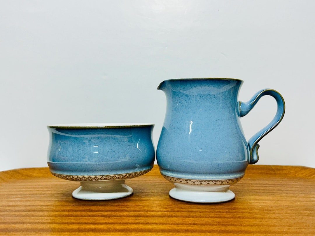 Vintage Denby Castile Creamer and Open Sugar Bowl Denby Langley 1975 ...