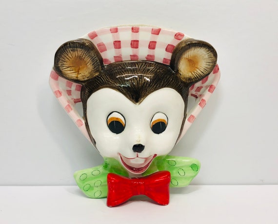 Vintage Ceramic Mickey Mouse Wall Pocket Vase Made in Japan - Etsy