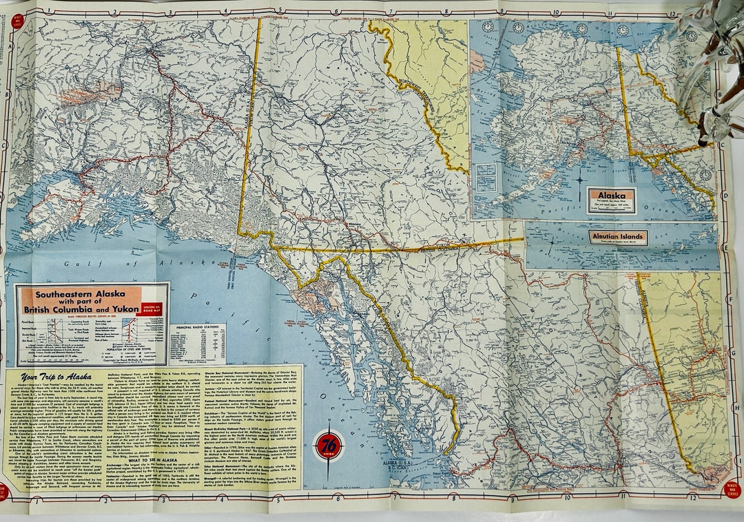 Vintage 1950s Alaska Road Map Union Oil 76 Foldout Road Map - Etsy