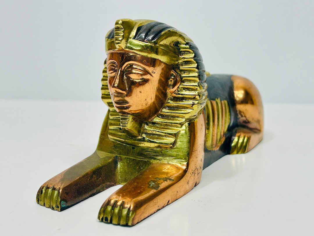 Vintage the Great Sphinx Mixed Metal Figurine Brass Copper Egyptian ...