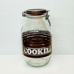 Vintage Large Triomphe Glass Cookies Jar Brown Stripes Hermetic Bale ...