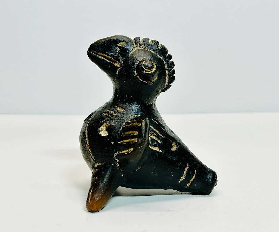 Vintage Ocarina Whistle Blackware Clay Bird Pottery Flute Pre-columbian ...