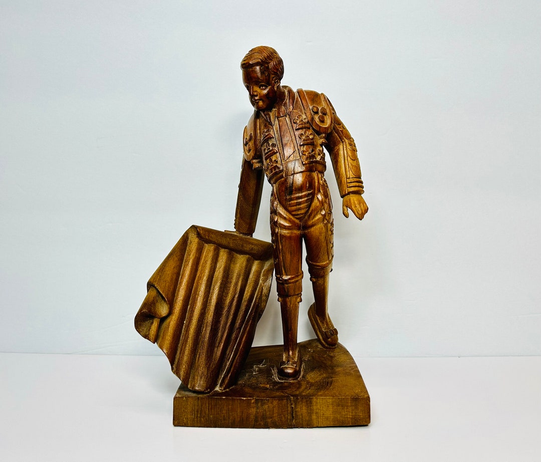 Vintage Hand-carved Wood Matador Statue: Mid-century Spanish Decor - Etsy