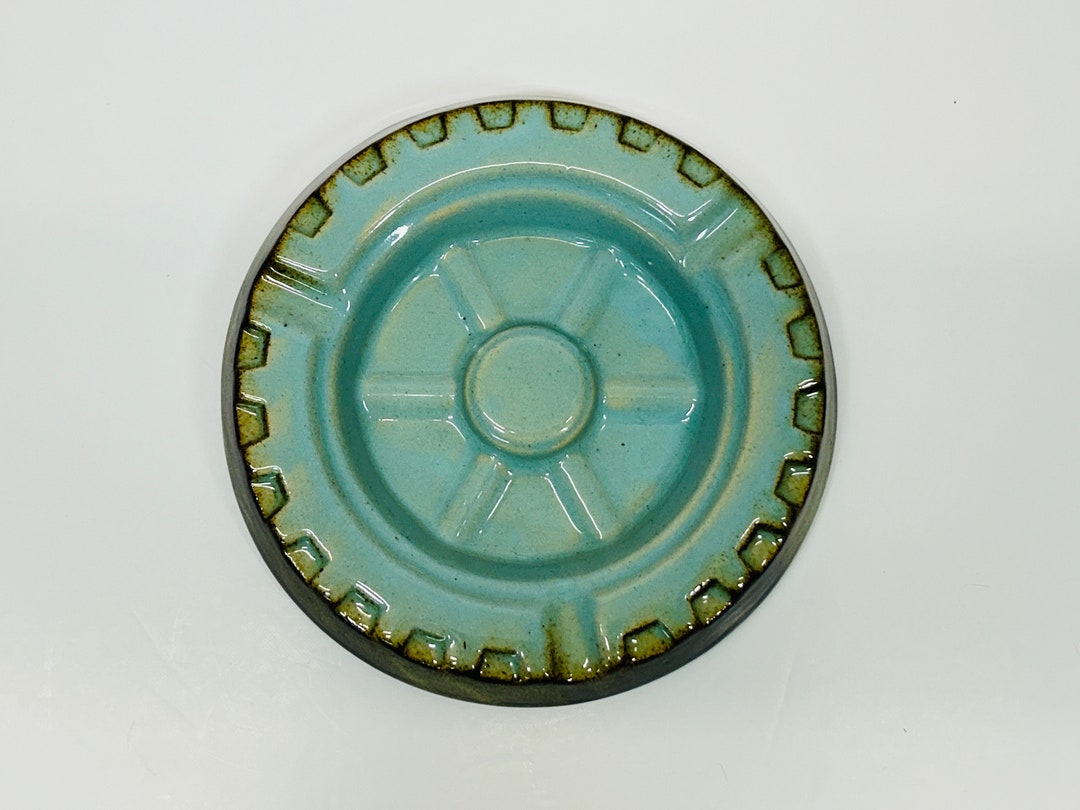 Vintage Medalta Pottery Wheel Ashtray Aqua Teal Blue Redcliff Alberta ...