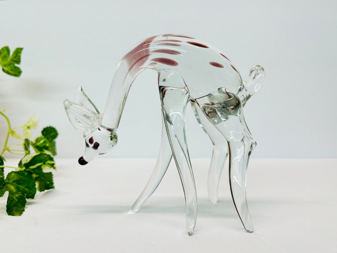 Hand Blown Glass Deer Figurine Glass Doe Spotted Deer - Etsy