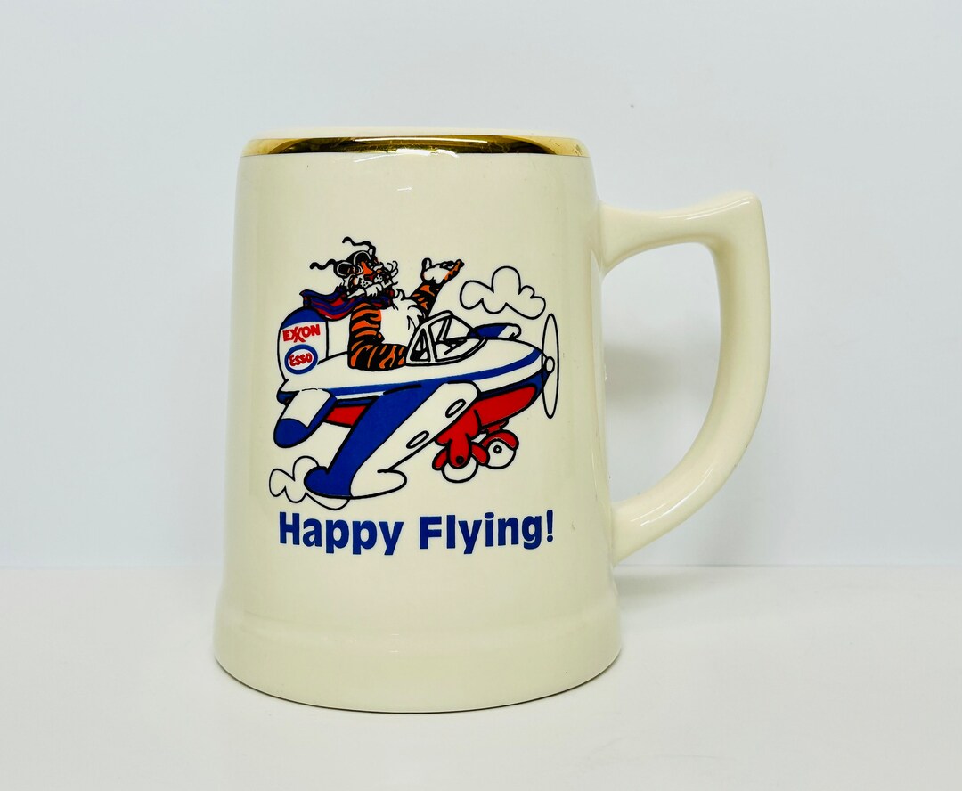 Vintage Esso Exxon Aviation Mug RARE Esso Tiger Advertising Happy ...