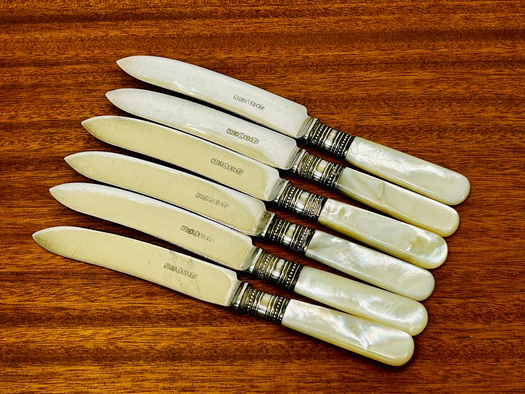 Antique Mother of Pearl Handle Butter Knives Set of 6 John Round & Son ...