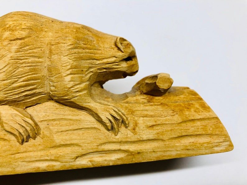 Vintage C. Dube Beaver Wood Carving Sculpture Clement Dube | Etsy