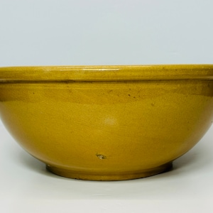 Antique Yellow Ware Pottery Mixing Bowl 9 3/4 Medalta Yelloware Rolled ...