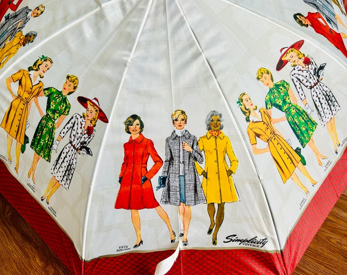 Simplicity Pattern Umbrella 1943 and 1973 Pattern Designs Wood Handle ...