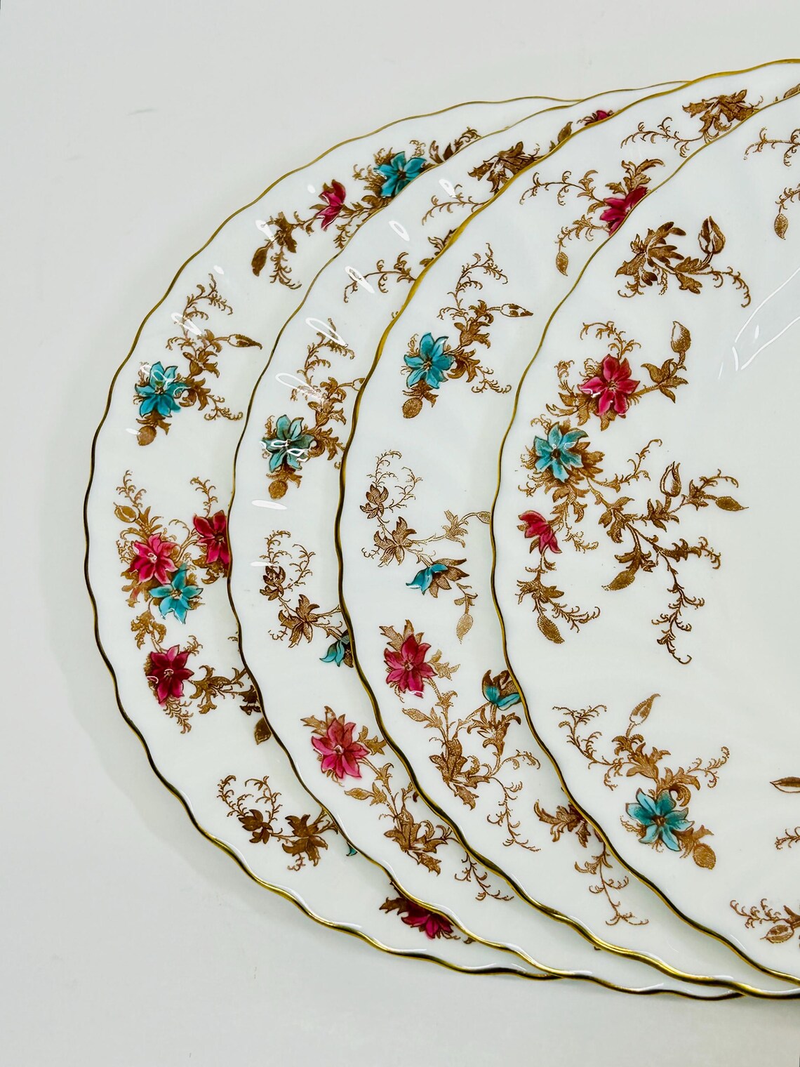 Set of 4 Vintage Minton Ancestral Salad Plates 8" S-376 Wreath ...
