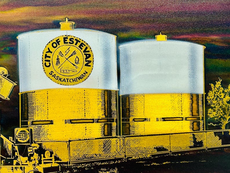 Vintage Acid Etching Oil Pump City of Estevan Wall Hanging Saskatchewan ...