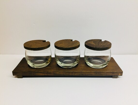 Mid Century Teak and Glass Condiment Set Danish Modern Style - Etsy