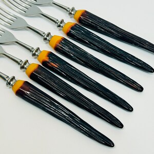 Vintage Bakelite Handle Fork Set of 6 Faux Antler Handle Made in ...