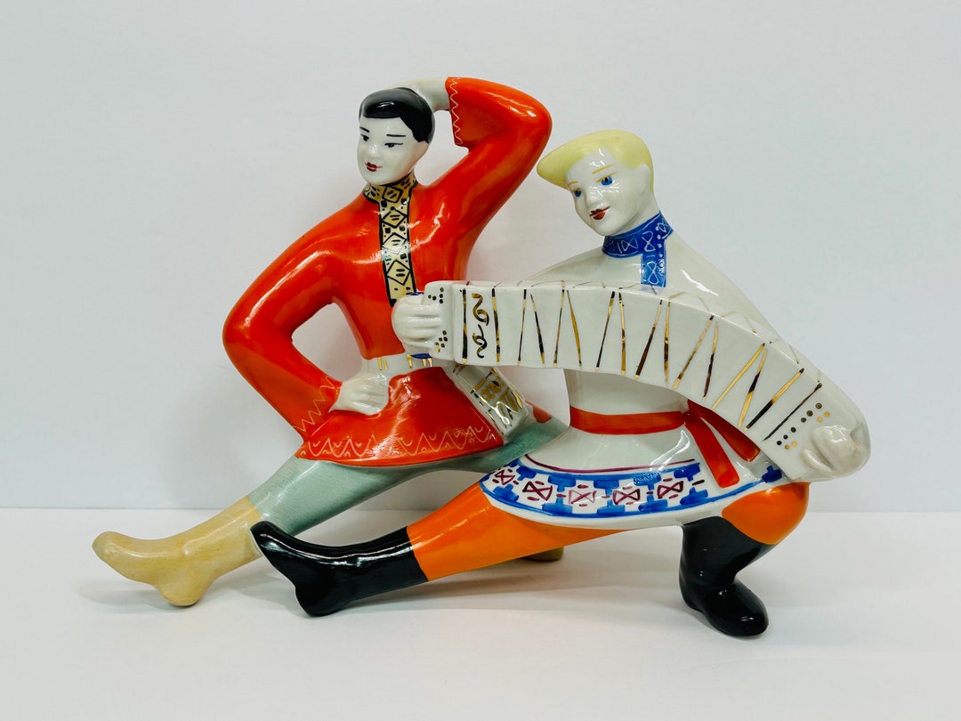 Vintage Porcelain Cossack Dancers Figurine Men Accordion Polonne ZHK ...