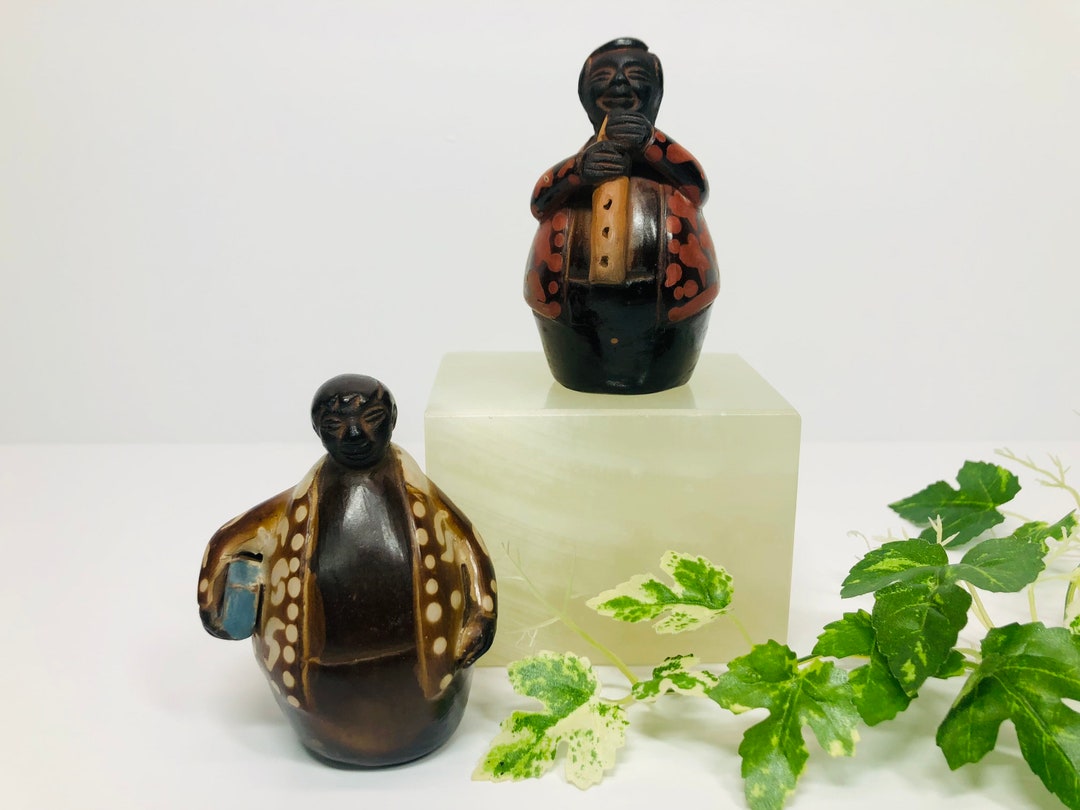 Vintage Peruvian Chulucanas Pair of Men Figurines Folk Art Peru Pottery ...