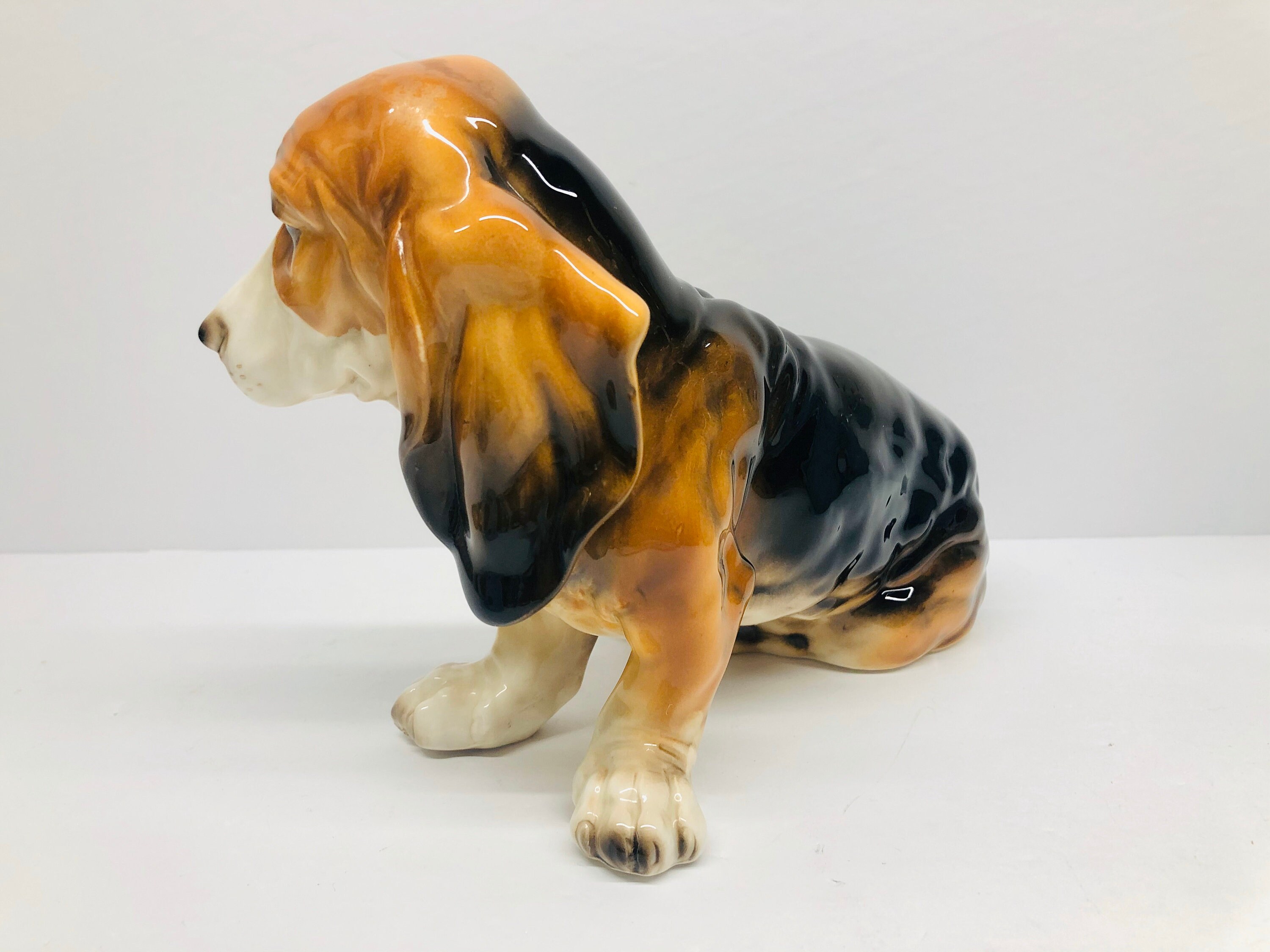 Vintage Basset Hound Figurine Large Porcelain Basset Hound Dog Shafford ...