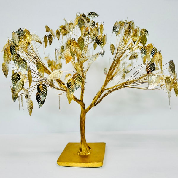Wire Tree Sculpture With Gold Leaves - Etsy