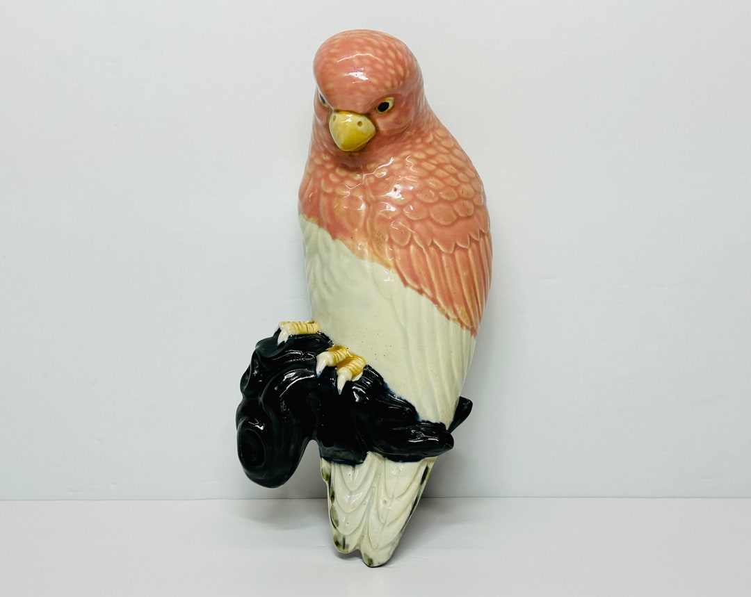 Vintage Ceramic Parrot Parakeet Bird Vase Wall Pocket Kitsch Boho ...