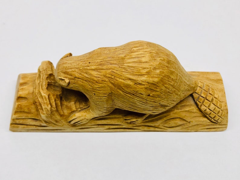 Vintage C. Dube Beaver Wood Carving Sculpture Clement Dube | Etsy