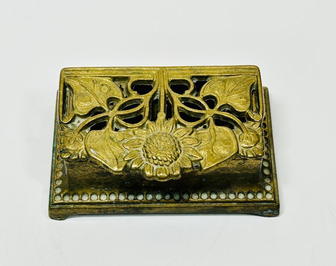 Vintage Brass Stamp Box Sunflower Design Art Nouveau Retro Victorian ...