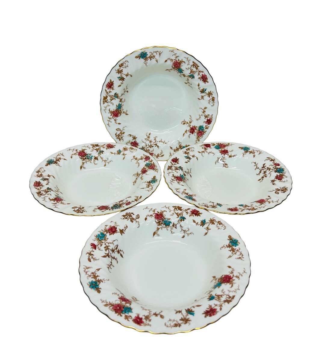 Set of 4 Vintage Minton Ancestral Rimmed Soup Bowls S-376 Wreath ...