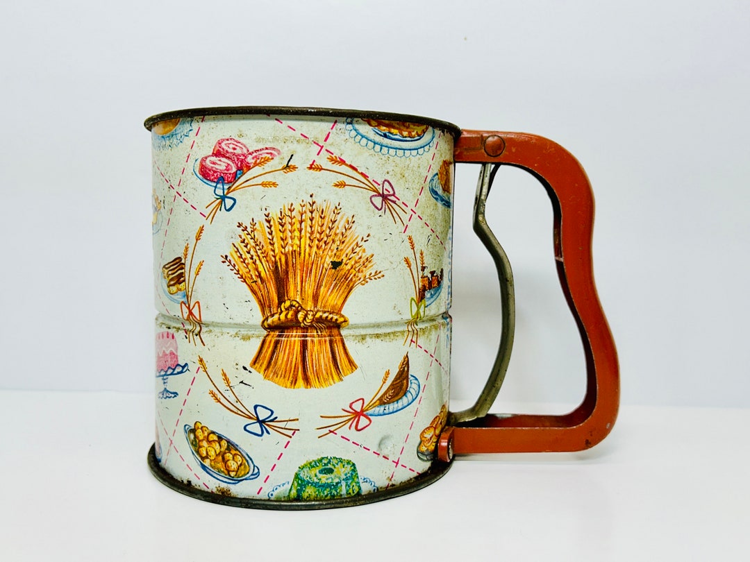 Vintage Androck Flour Sifter Wheat Design Triple Screen Made in USA ...
